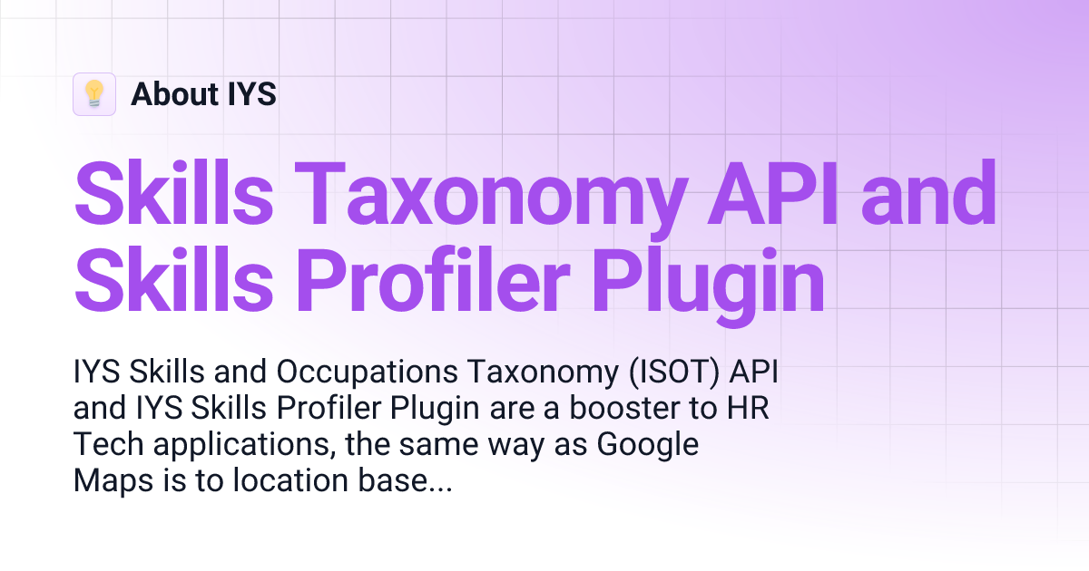 Skills Taxonomy API and Skills Profiler Plugin | About IYS