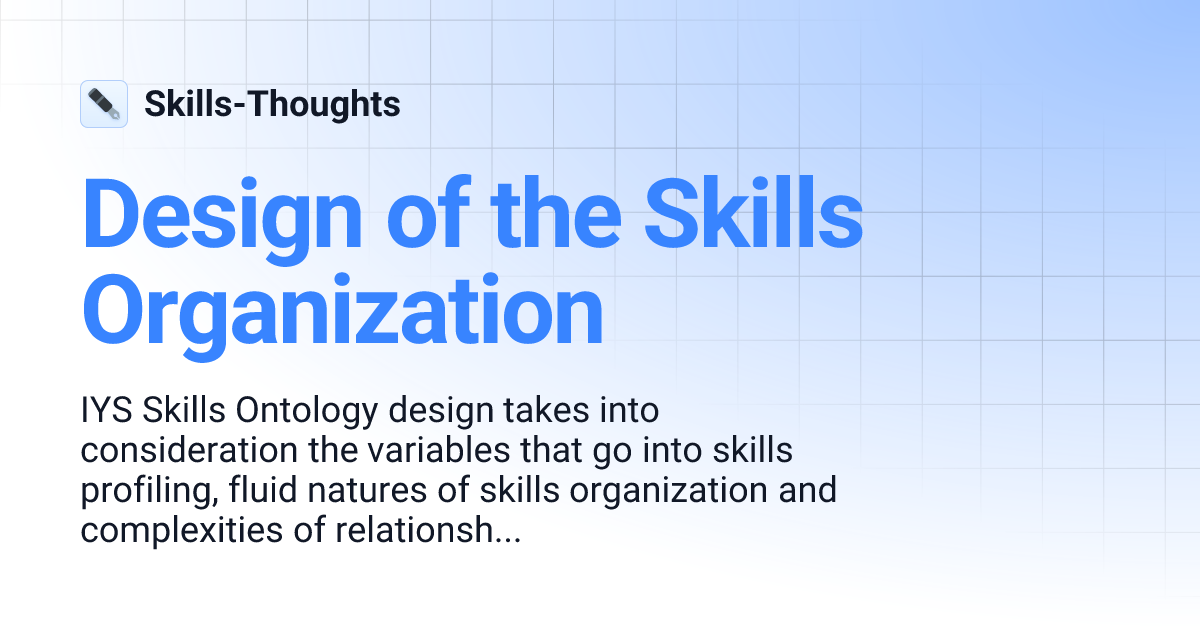 Design of the Skills Organization | Skills-Thoughts